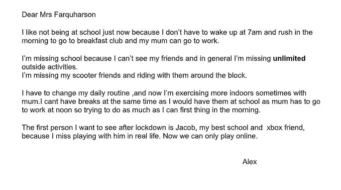 How we feel about Lockdown Letter 1 – Riverbank School